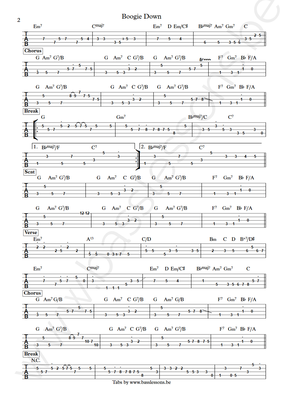 Al Jarreau - Boogie Down | Bas Transcriptie | Nathan East